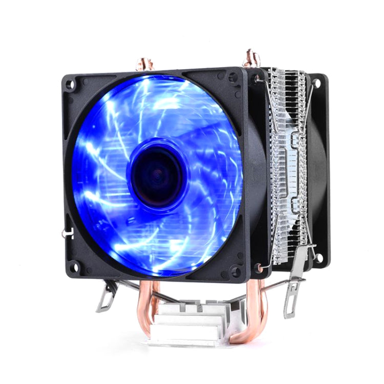 Desktop Computer Double Copper Tube CPU Radiator Super Quiet Blue Ligh ...